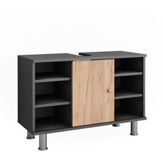 Vicco Meuble sous lavabo Fynn, Anthracite/ch&ecirc;ne dor&eacute;, 80x54cm