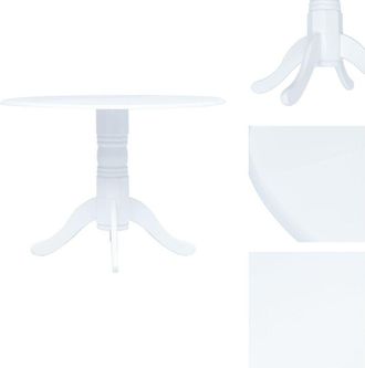 vidaXL Vidaxl - Table à manger Blanc 106 cm Bois dhévéa massif - Table à Manger - Table Ronde - Table Blanche - Table En Bois - Meubles De Salle à Manger