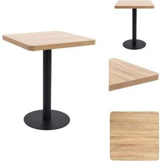 vidaXL Table de bistro marron clair 60x60 cm mdf - Table Bistro - Table Ronde - Table Pour Deux - Mobilier Ext&eacute;rieur - D&eacute;coration Int&eacute;rieure