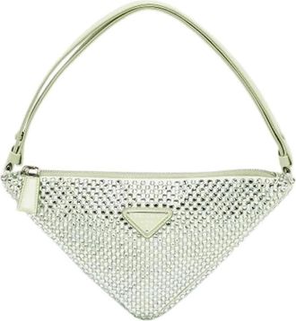 Prada Sac &agrave; bandouli&egrave;re triangulaire en satin Pre-owned - Femme - Pre-owned - Vert - Taille: ONE Size