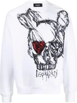 Dsquared2 Homme, Sweatshirts et sweats &agrave; capuche, Blanc, Taille: M Cotton SweaT-shirt