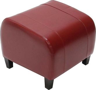 Mendler Tabouret pouf cuir EMMEN, 39x45x47cm, rouge