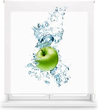 Blindecor Transparentes Rollo mit Digitaldruck für Küche, WaterApple, Rollo 150 x 180 cm (Breite x Höhe), Stoffgröße 147 x 175 cm, Digitaldruck