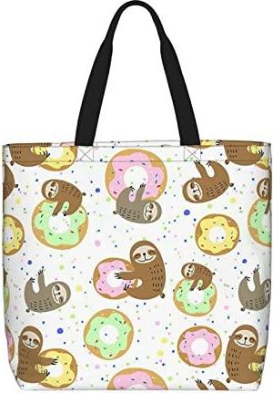 Generic Sac De Courses Animal Avec Des Beignets Sucr&eacute;s Femmes Sac &Agrave; Bandouli&egrave;re Lavables De Grande Capacit&eacute; Sacs &Agrave; Main, Pour Femmes, Burea, &Eacute;cole, Filles