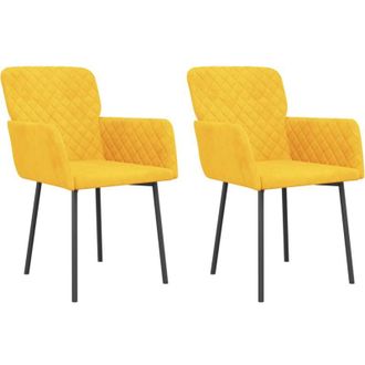 vidaXL Vidaxl - Chaises &agrave; manger lot de 2 Jaune Velours