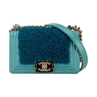 Chanel Pre-owned Petit Sac Bandouli&egrave;re en Shearling - Femme - Pre-owned - Bleu - Taille: ONE Size