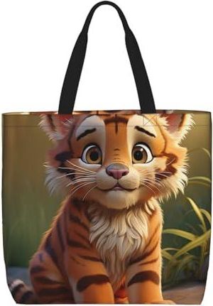 Generic Tigre De Dessin Anim&eacute; Sac Fourre-Tout D&eacute;contract&eacute; Tote Bag Grand Sac A Main Femme Pour Voyage Travail Shopping
