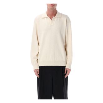 Roberto Collina Polo L/S Sweater - - Knitwear - Herren - Beige - L