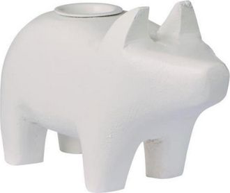 Ib Laursen Kerzenhalter f/2,2 cm Kerze Schwein UNIKA Holz m/Metalleinsatz B: 6,5 H: 9 L: 13,5