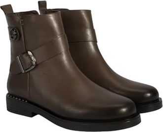 Desa Bottines pour Femme - Bout Rond, Fermeture &eacute;clair, Talon Plat, Respirantes | Brun - 37