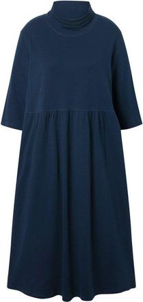 Ulla Popken Midikleid Jersey-Maxikleid Stehkragen 3/4-Arm Biobaumwolle