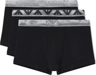 Emporio Armani Homme, Sous-v&ecirc;tements, Noir, Taille: XL Lot de trois boxers avec logo monogramme audacieux