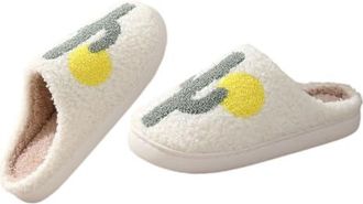 Yardwe Pantoufles Femme Fluffy Chaudes Peluche Semelle &Eacute;paisse Antifatigue Int&eacute;rieur Confortable pour Maison et Chambre Style Couple