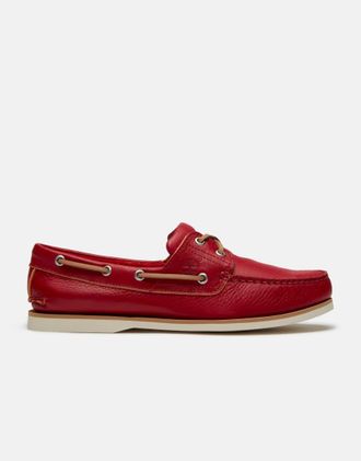Timberland Klassische Bootsschuhe aus Vollnarbenleder in Mittelrot