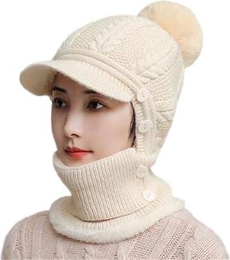 Generic Bonnet Femme Hiver Bonnet Femme Chapeau Femme Hiver Confortable Classique - Cache-Oreilles Doubl&eacute; Polaire Hiver, Tricot Thermique, Id&eacute;al pour Ski, Ran
