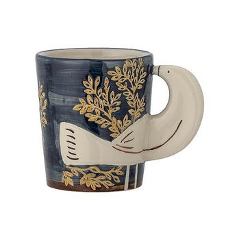 Bloomingville Hezha 82066105 Tasse en grès, avec poignée oiseau 3D, passe au lave-vaisselle, 8 x 9 cm, 260 ml