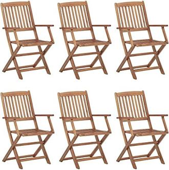 vidaXL Lot de 6 Chaises Pliables dExtérieur, Sièges de Terrasse, Chaises de Balcon, Meubles de Patio Jardinage, Bois dAcacia Solide