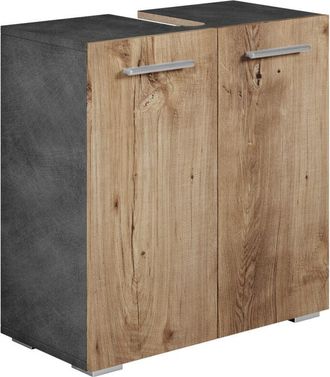Badplaats Badplaats - Badezimmer Badmöbel Jupiter 60cm Dunkle grau mit kastanien eiche