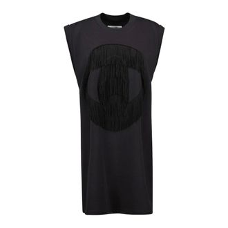 Maison Margiela Femme, Tops, Noir, Taille: 40 FR Robe en Coton à Franges