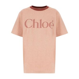 Chloé Femme, Tops, Rose, Taille: 36 FR T-shirt en Coton Décontracté pour Homme