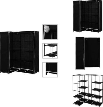 vidaXL Eckkleiderschrank Schwarz 130 x 87 x 169 cm - Eckkleiderschrank - Garderobenspiegelei - Kleideraufhängung - Raumsparlösung - Textilschrank
