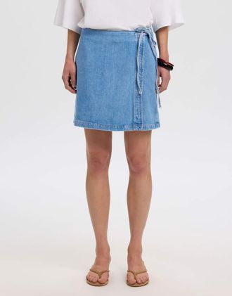 Selected Minirock aus mittelblauem Denim