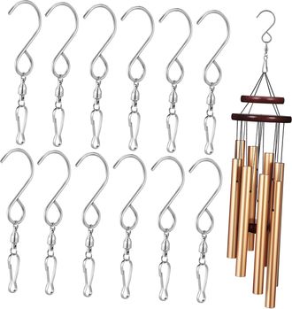 Hemoton 12st&uuml;cke Teiliges Edelstahl Drehbarer Haken Mit S-Form Und Clip F&uuml;r Windspiele Blumenk&ouml;rbe Wirbelnde Aufh&auml;ngung Einfache Installation Sicherer Halt Ro