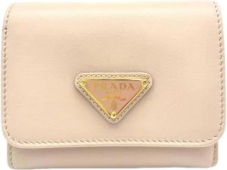 Prada Portefeuille Tri-fold Pre-owned - Femme - Pre-owned - Beige - Taille: ONE Size