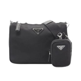 Prada Pre-owned Sac bandouli&egrave;re en nylon Re-Nylon et cuir Saffiano - Femme - Pre-owned - Noir - Taille: ONE Size