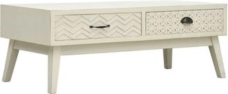 vidaXL Vidaxl - Table basse avec 2 tiroirs Gris sculpt&eacute; 110x50x40 cm Bois
