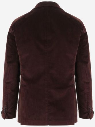 Tagliatore Mens Jacket Ribbed Stretch Cotton Brown