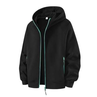 Generic Sweat &agrave; capuche zipp&eacute; pour homme et femme - V&ecirc;tement dext&eacute;rieur - Veste de sport l&eacute;g&egrave;re - Manches longues - Couleur unie - Manteau &agrave; capuche, Noir, XX