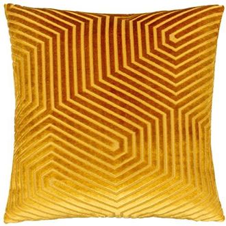 Riva Paoletti Evoke Samt-Kissenbezug - Luxuriöser dekorativer quadratischer Kissenbezug mit Chevron-Muster (Gold - 45x45cm)