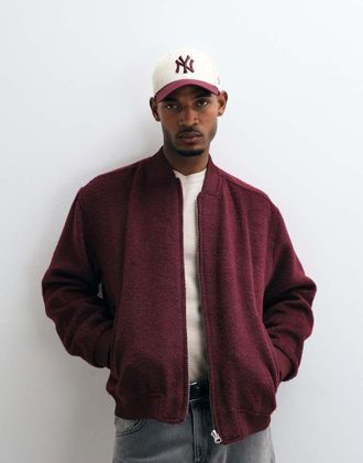 Asos bomber oversize effet laine bordeaux-Rouge