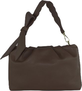 modamoda.de T254 - ital. Damen Henkeltasche Klein aus Leder, Farbe:Dark Chocolate