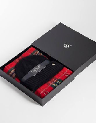 Ralph Lauren Geschenkset mit gewebtem Hut in Schwarz