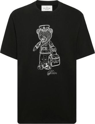 Philipp Plein Homme, Tops, Noir, Taille: L Round Neck T-Shirt Teddy