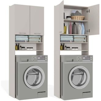 Topeshop POLA - Armoire de Salle de Bain au-dessus du Lave-linge - Beige