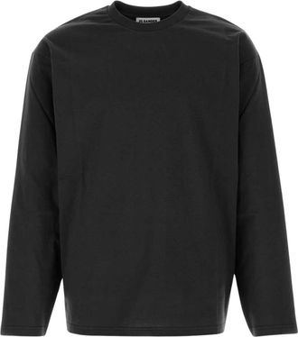Jil Sander Homme, Sweatshirts et sweats &agrave; capuche, Noir, Taille: 2XL T-shirt &agrave; manches longues en coton