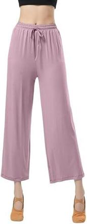 Generic Pantalon de yoga confortable pour femme avec poches, jambes larges, pantalon de pyjama d&eacute;contract&eacute;, violet, XXL