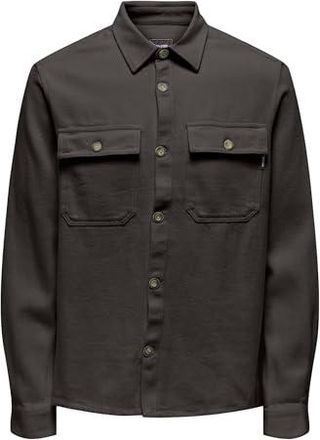 Only & Sons Surchemise Mar Solid &agrave; manches longues boutonn&eacute;e pour homme, raven, XL