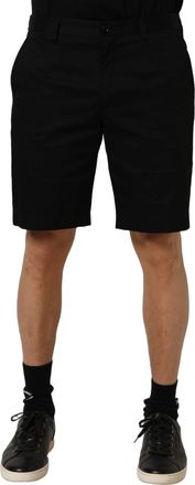 Dolce & Gabbana Black Cotton Mid Waist Men Bermuda Shorts Elastane