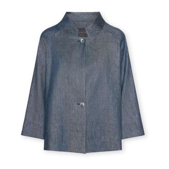Elena Miro Boxy Leinenjacke mit Denim-Effekt - - Jackets - Damen - Blau - XL