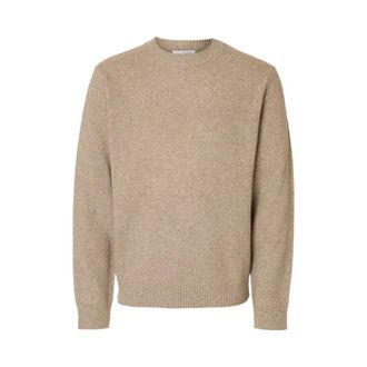 Selected Beige Sweater Slhneil Ls Knit Nes Crew Neck Sweater - - Knitwear - Herren - Beige - 2XL