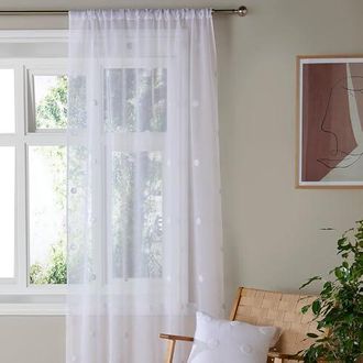 Appletree Boutique - Einzel-Scheibengardine für Fenster B 55 x L 90 (140 x 228 cm) - Voile-Vorhang für Schlafzimmer/Wohnzimmer - gepunktet/gepunktet, durchschei