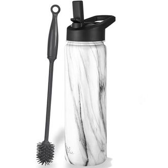 Milu Bouteille en acier inoxydable 500ml, 750ml, 1l (+3 couvercles) - Bouteille thermo avec paille, bouteille deau, pour boissons chaudes, froides et gazeu