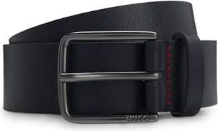 HUGO BOSS Hommes Gerik-Lam Sz35 Ceinture en cuir embossé avec boucle à ardillon teinte argentée brossée