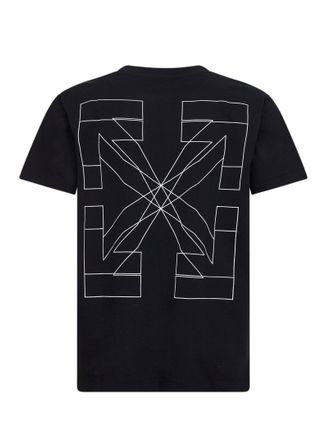 Off-white Mens T-Shirt Slim-Fit Printed Black Cotton T-Shirts And Polos