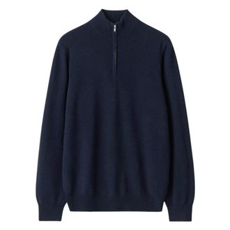 Soft Goat Pull demi-zip - Homme - Pulls - Bleu - Taille: S