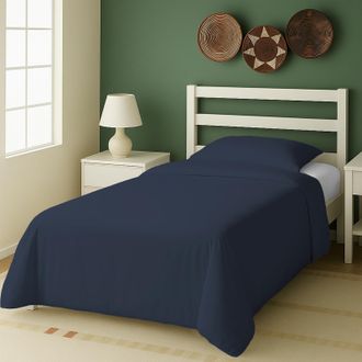 Pizuna Bettw&auml;sche 135x200 Baumwolle Dunkelblau, 400 Fadenzahl 100% Langstapelige Baumwolle weiche Satinbindung, Bettbezug 135x200 cm mit Knopfverschluss und 